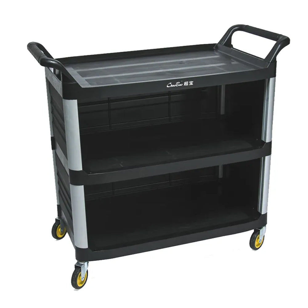 CARRO ASEO 3 NIVELES NEGRO SIN PUERTAS – Aromaker